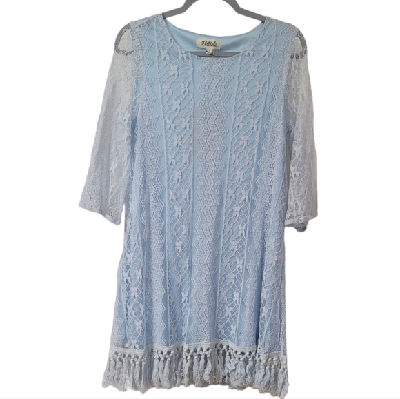 Listicle | Dresses | Listicle Lace Baby Blue Dress With Tassel Hen And ...